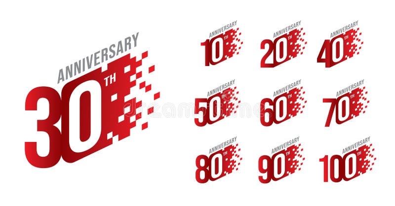 Set of Anniversary Design Modern Pixel Number Stock Vector ...