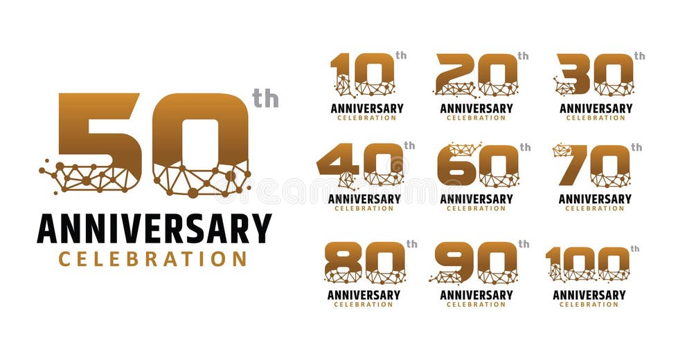 Set of Anniversary Design Modern Tech Number Stock Vector ...