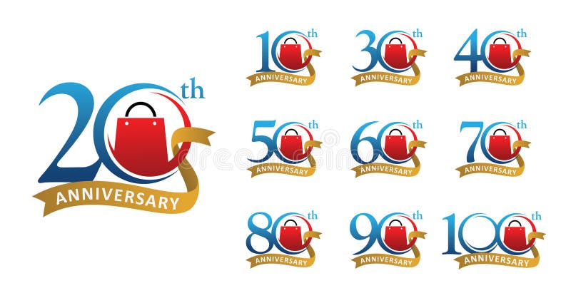 Set of Anniversary Design Shopping Number Stock Vector - Illustration ...