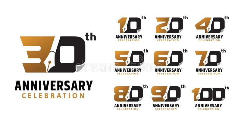 Set of Anniversary Design Write Number Stock Vector - Illustration of ...