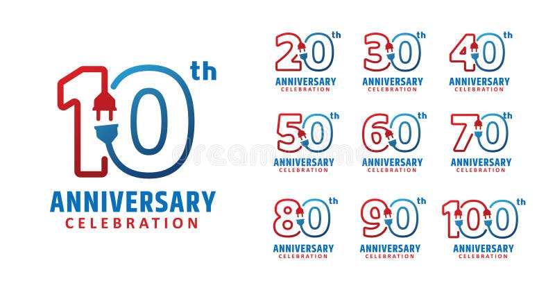 Set of Anniversary Electric or Power Number Design Stock Vector ...