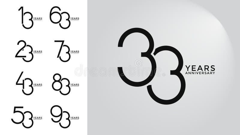 Set Anniversary Flat Black Color Logotype Style with Overlapping Number ...