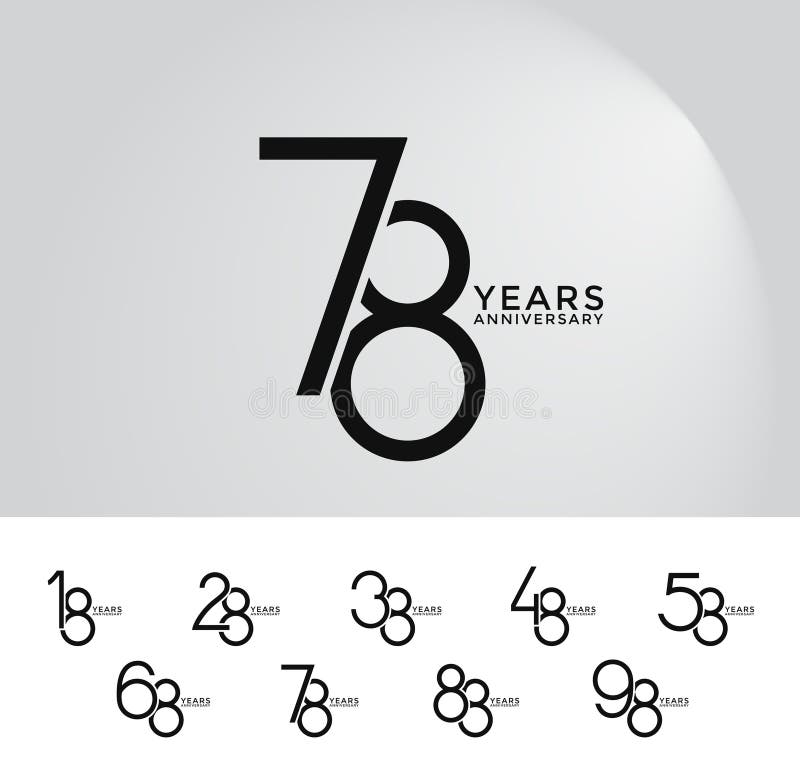 Set Anniversary Flat Black Color Logotype Style with Overlapping Number ...