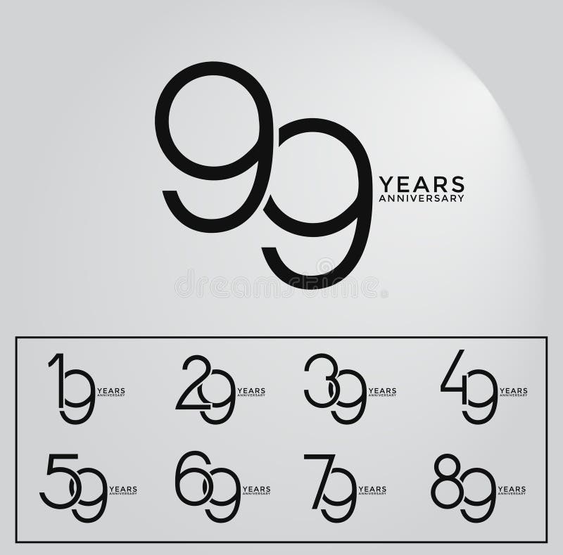 Set Anniversary Flat Black Color Logotype Style with Overlapping Number ...
