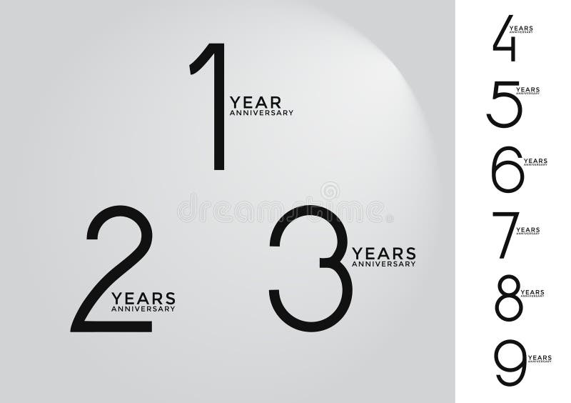 Set Anniversary Flat Black Color Logotype Style with Overlapping Number ...