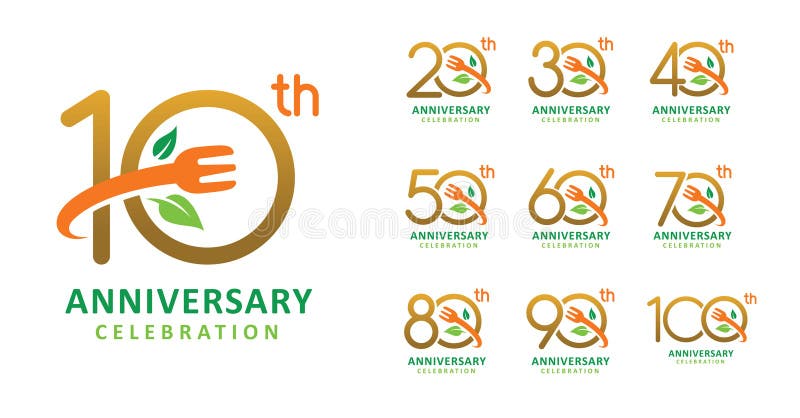 Set of Anniversary Healthy Food Number Stock Illustration ...