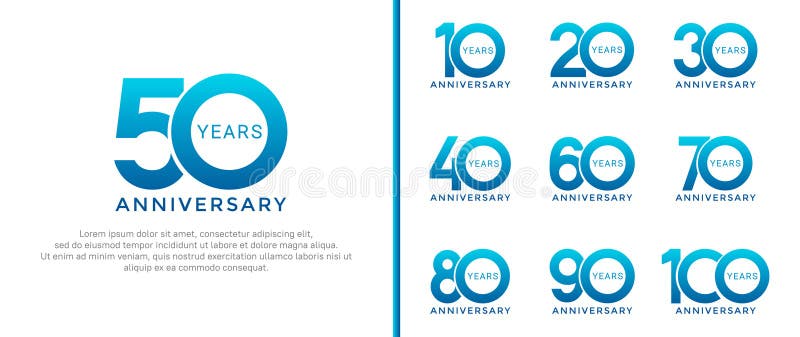 Set of Anniversary Logo Style Blue Color on White Background for ...