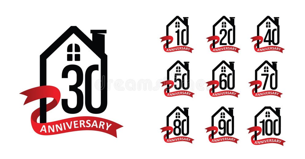 Set of Anniversary Modern House Number Stock Vector - Illustration of ...