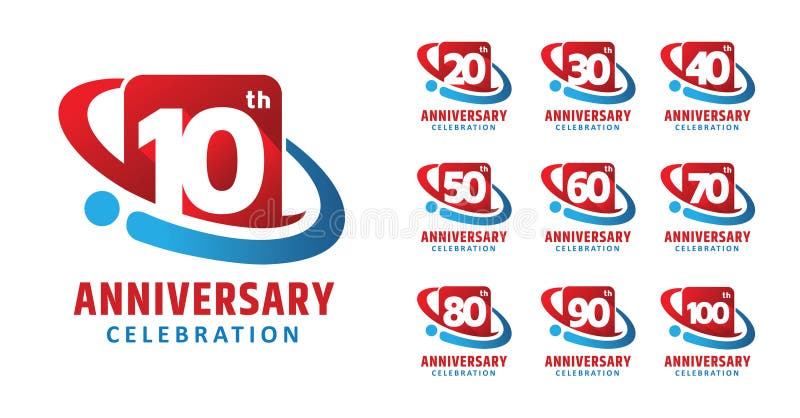 Set of Anniversary Modern Square Number Design Stock Vector ...