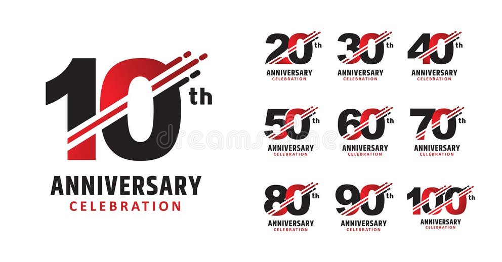 Set of Anniversary Number with Slashes Design Stock Vector ...