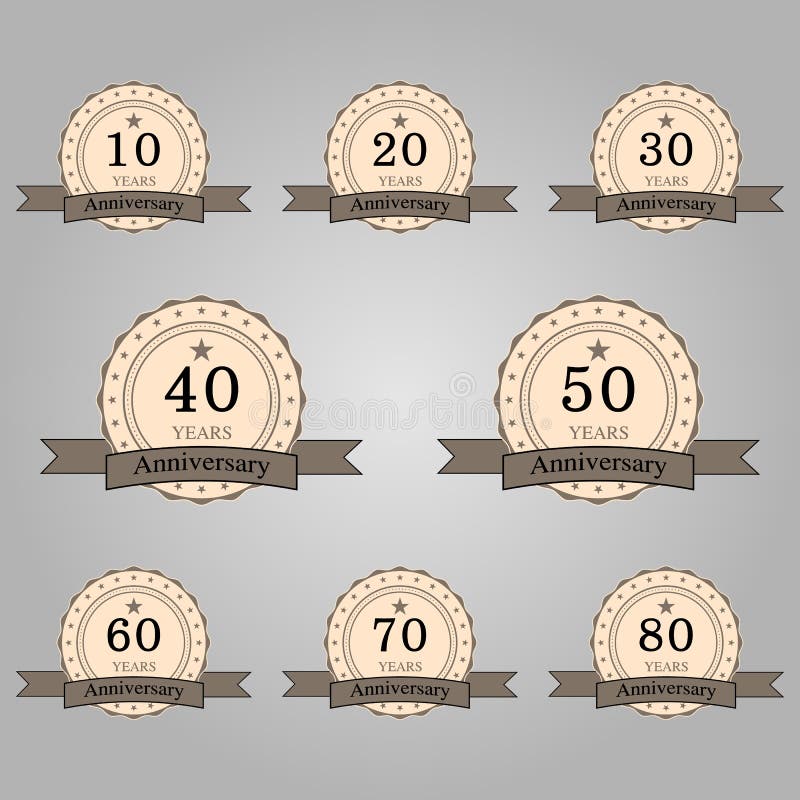 Set of Anniversary Retro Badges Stock Vector - Illustration of vector ...