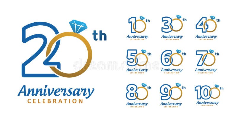 Set of Anniversary Wedding Ring Number Design Stock Vector ...