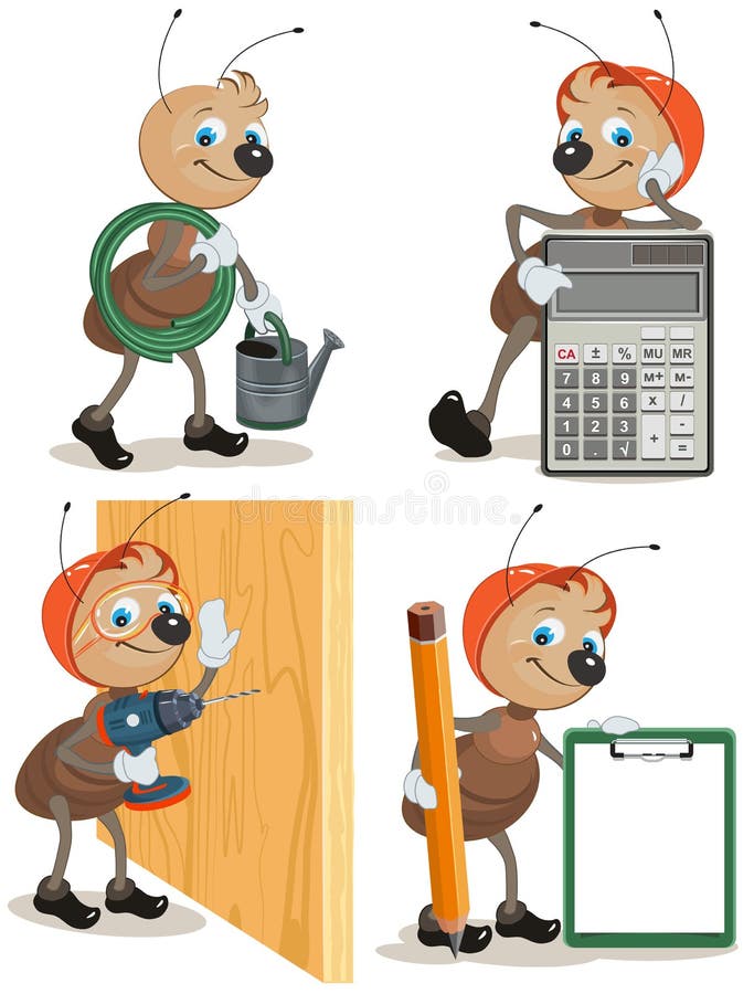 Set of cartoon vector ants stock vector. Illustration of farmer - 99645691