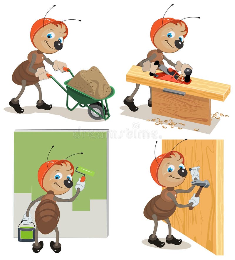 Set ant worker stock vector. Illustration of construction - 55473880