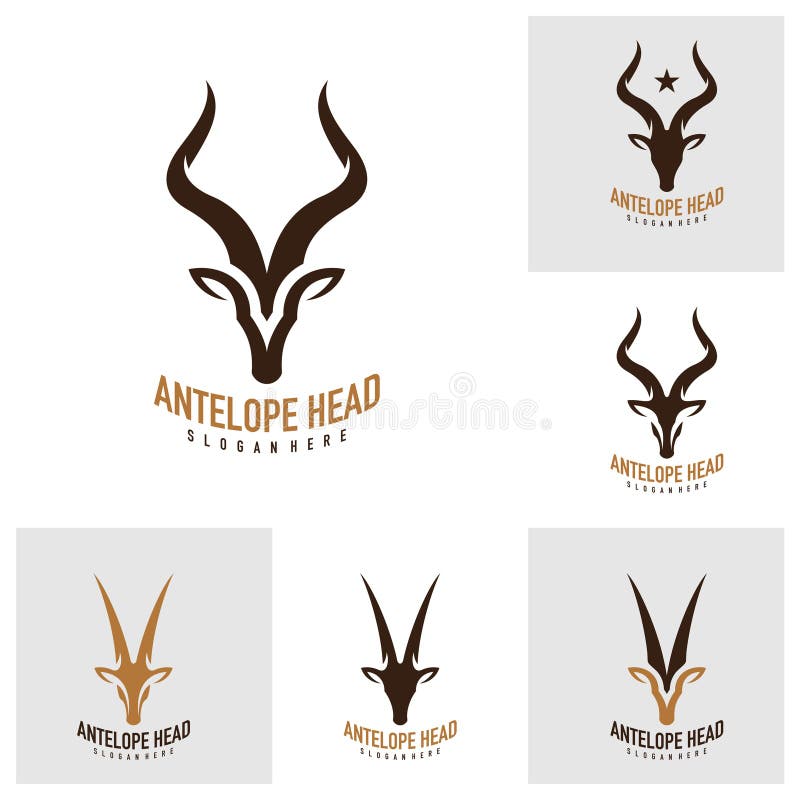 Set of Antelope Head Logo Design Vector. Antelope Illustration Logo ...