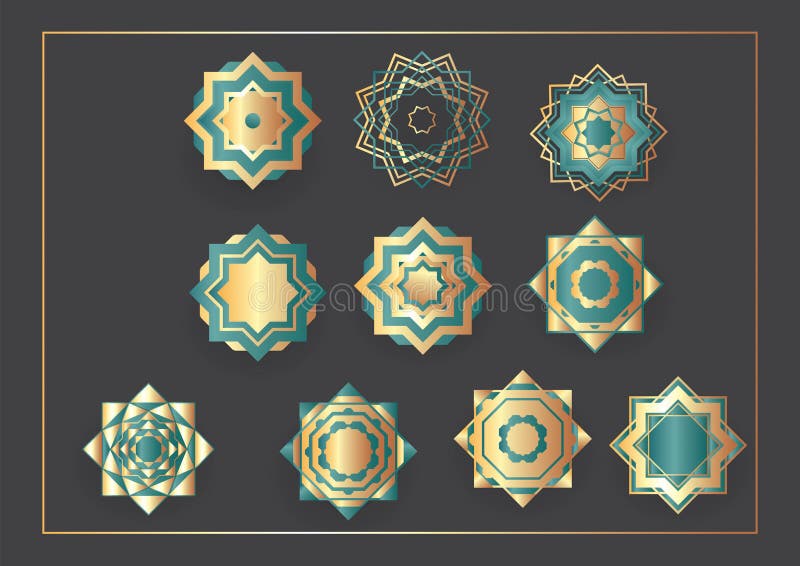 Set of Antique Arabesque of Islamic Patterns Stock Vector ...