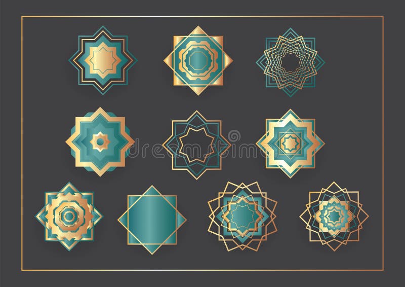 Set of Antique Arabesque of Islamic Patterns Stock Vector ...