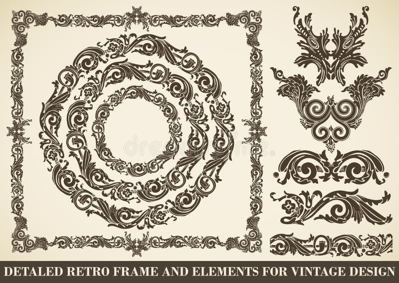Set of Antique Frames and Design Elements Stock Vector - Illustration ...