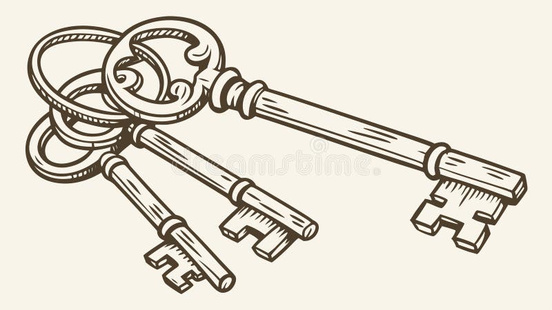 Set of Antique Keys, Unlocking Secrets and Potential Symbol, Vector ...