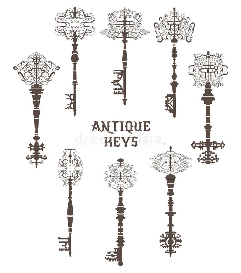 Set of Antique Keys. Vintage Vector Collection. Stock Vector ...