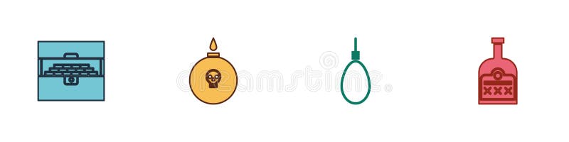 Set Antique Treasure Chest, Bomb Ready To Explode, Gallows Rope Loop ...