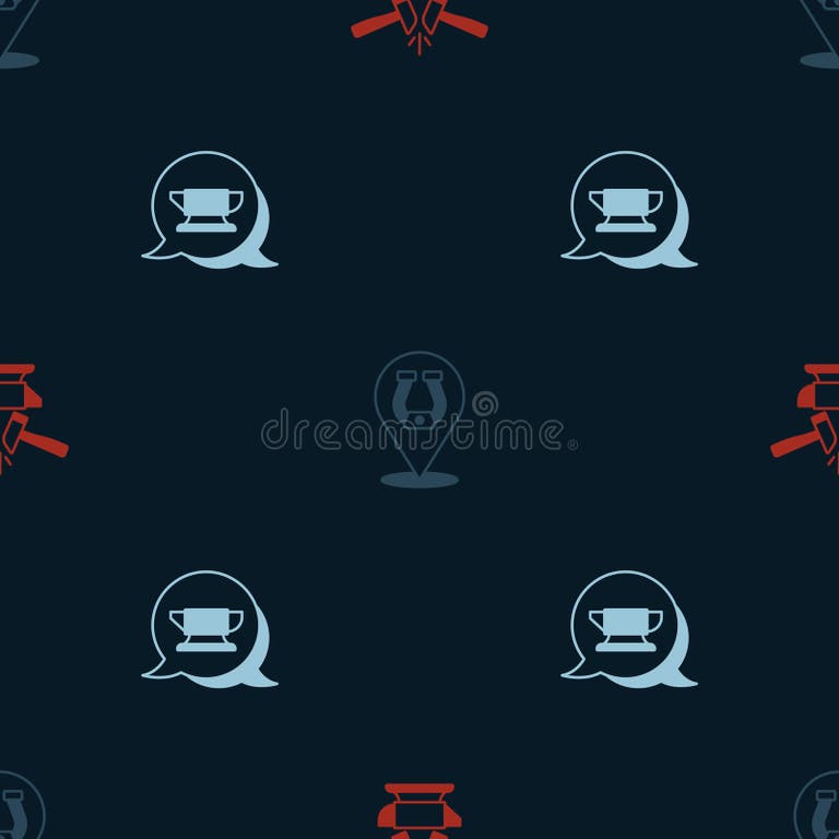 Set Anvil and Hammer, Horseshoe and Blacksmith Anvil Tool on Seamless ...