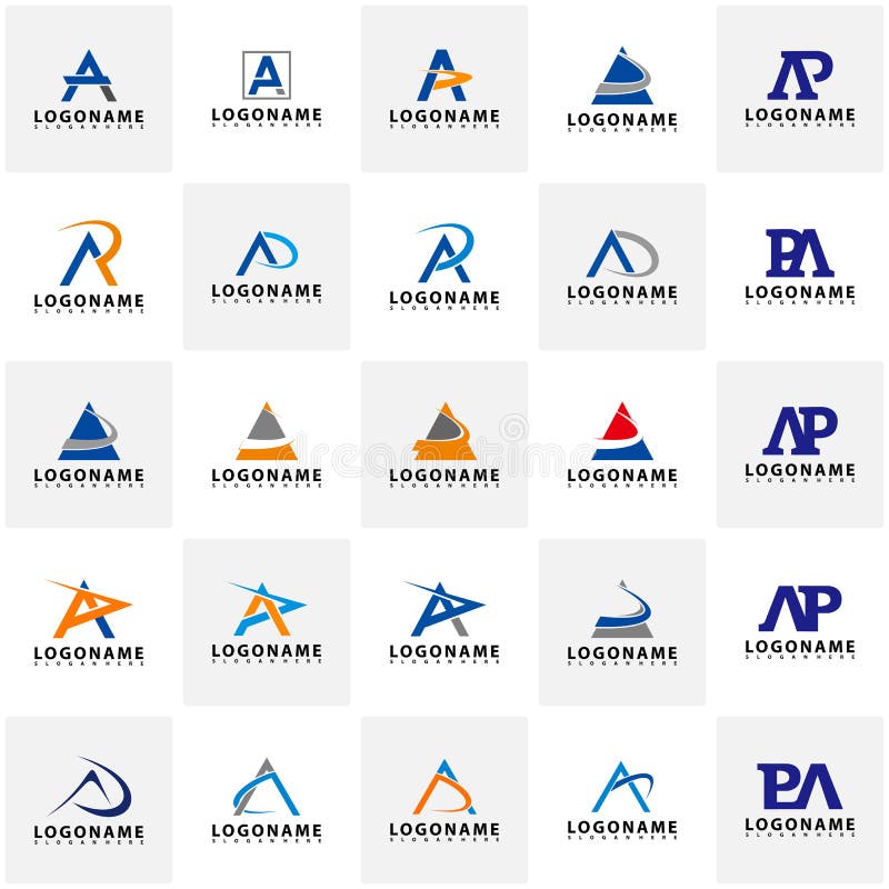 Set of AP Letter Logo Design with Creative Modern Trendy Typography, AR ...