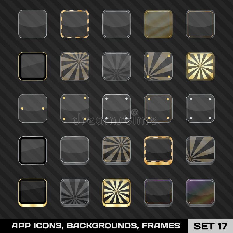 Set of App Icon Frames, Templates, Backgrounds. Set 17 Stock Vector ...