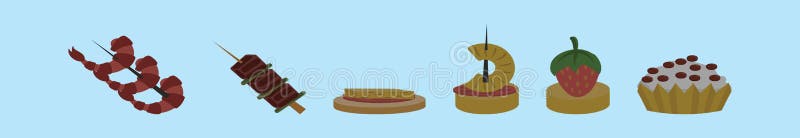 Set of Appetizer Cartoon Icon Design Template with Various Models ...