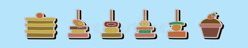 Set of Appetizers Cartoon Icon Design Template with Various Models ...