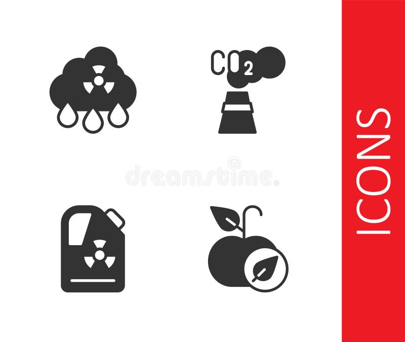Set Apple, Acid Rain Radioactive Cloud, Radioactive Waste Barrel and ...