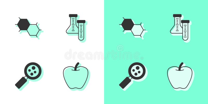 Set Apple, Chemical Formula, Microorganisms Under Magnifier and Test ...