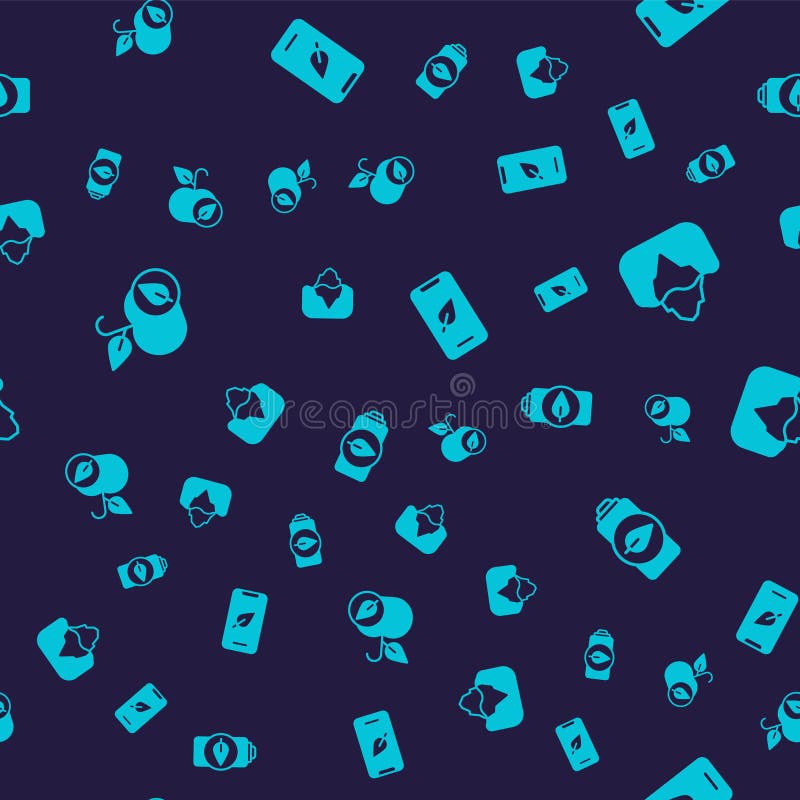 Set Apple, Iceberg, Mobile Phone with Leaf and Eco Nature Battery on ...