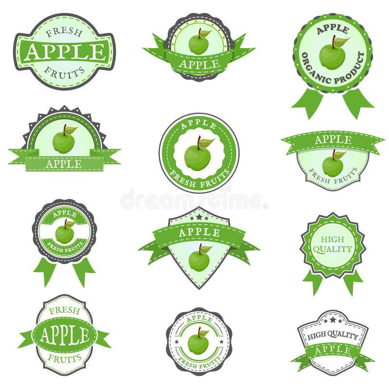 Set of apple labels stock vector. Illustration of green - 67197341