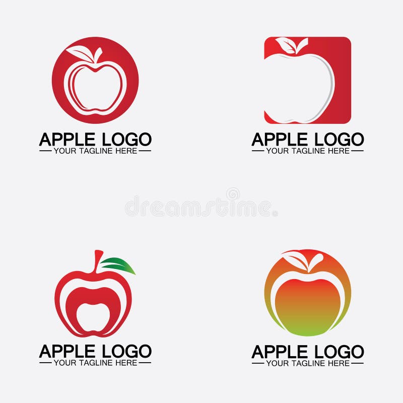 Set Apple Logo. Fruit Healthy Food Design Stock Vector - Illustration ...