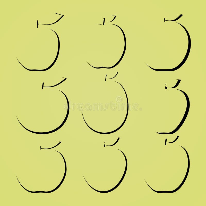 Set of Apple-shaped Sign Icons Stock Vector - Illustration of sign ...