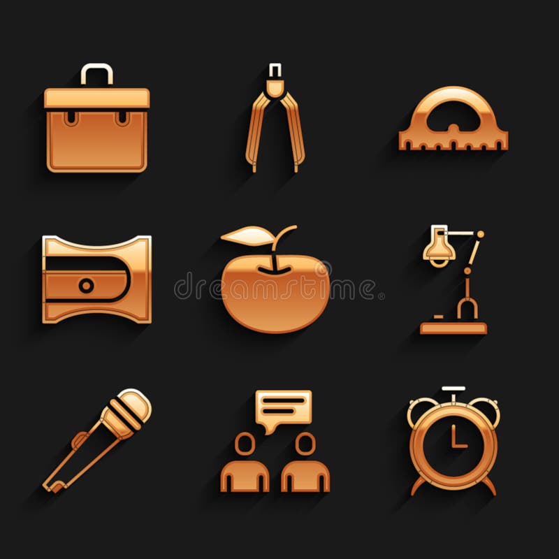 Set Apple, Two Sitting Men Talking, Alarm Clock, Table Lamp, Microphone ...