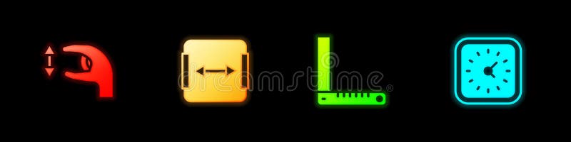 Set Approximate Measurements, Area, Corner Ruler and Clock Icon. Vector ...