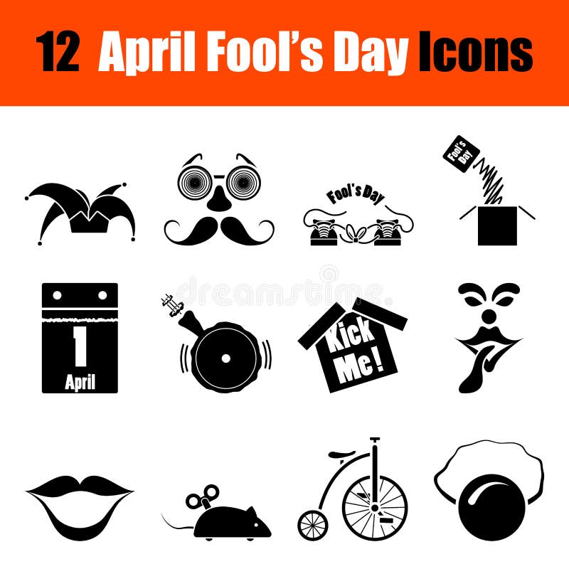Set of April Fool S Day Icons Stock Vector - Illustration of kick ...
