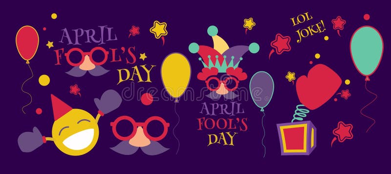 Set of April Fool S Day Logo Design, Sticker, Label Element Vector ...