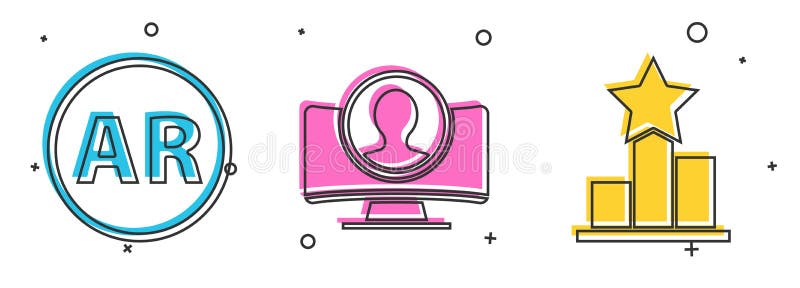 Set Ar, Augmented Reality, Create Account Screen and Star Icon. Vector ...