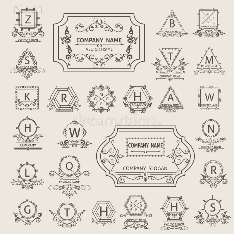 Set Arabesque Logos Emblem, Ornamental Stock Vector - Illustration of ...