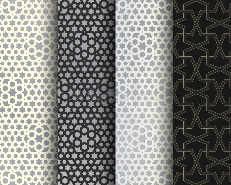 Set of Arabesque Seamless Patterns. Islamic Abstract Mosaic Backgrounds ...