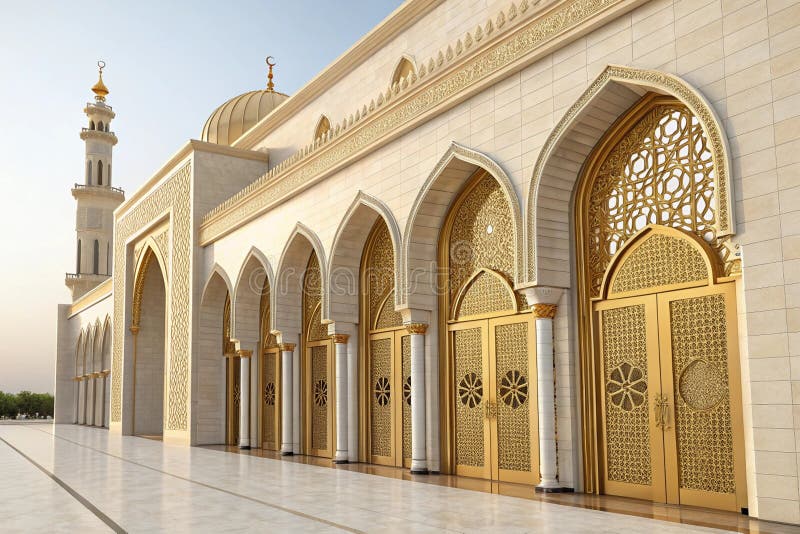 Set of Arabic Golden Arches and Islamic Architecture Elements Stock ...