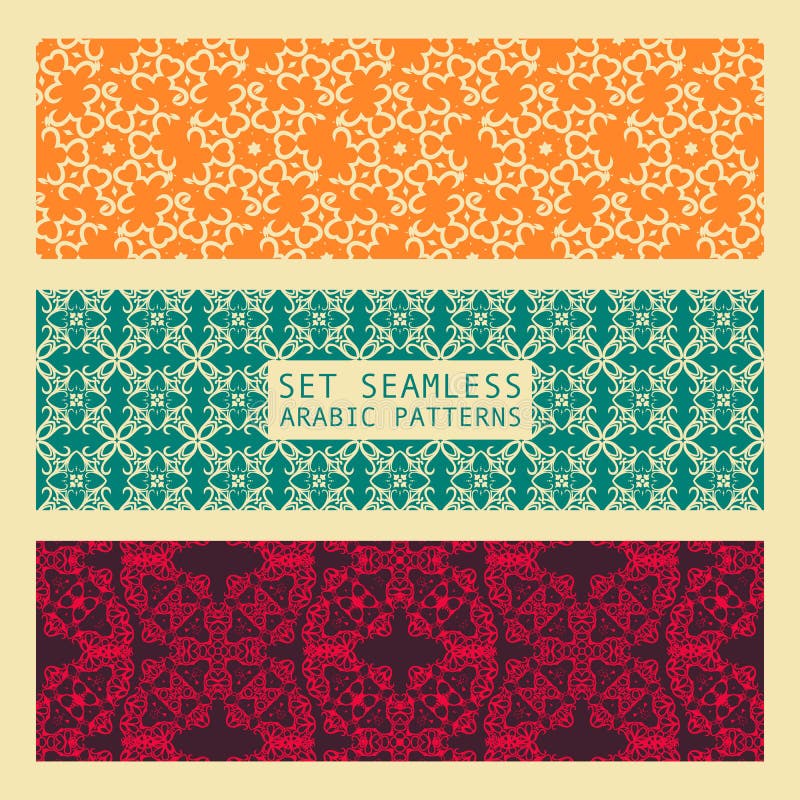 Set of Arabic Seamless Patterns, Vector Stock Vector - Illustration of ...