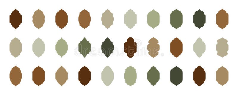 Set of Arabic Style Windows. Architectural Design Elements for Muslim ...