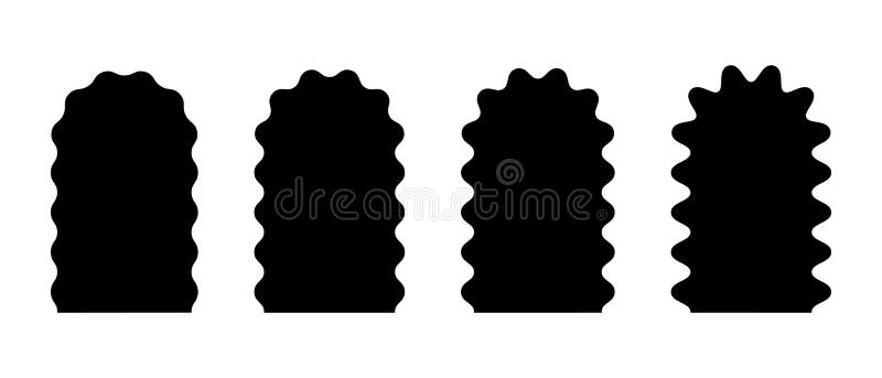 Set of Arch Shapes with Wavy Borders. Wiggly Archway Forms Stock Vector ...