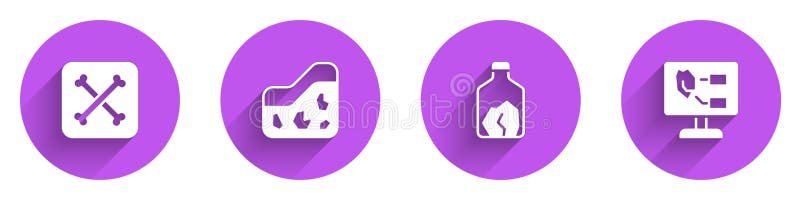 Set Archeology, Ground, Ore Mining and Soil Analysis Icon with Long ...