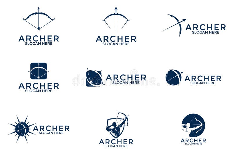 Set of Archer Logo Design Template Vector, Archer Logo Collection Stock ...