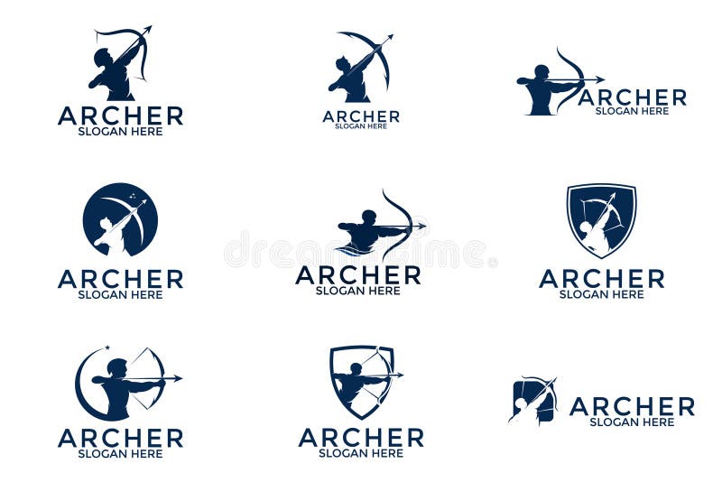 Set of Archer Logo Design Template Vector, Archer Logo Collection Stock ...